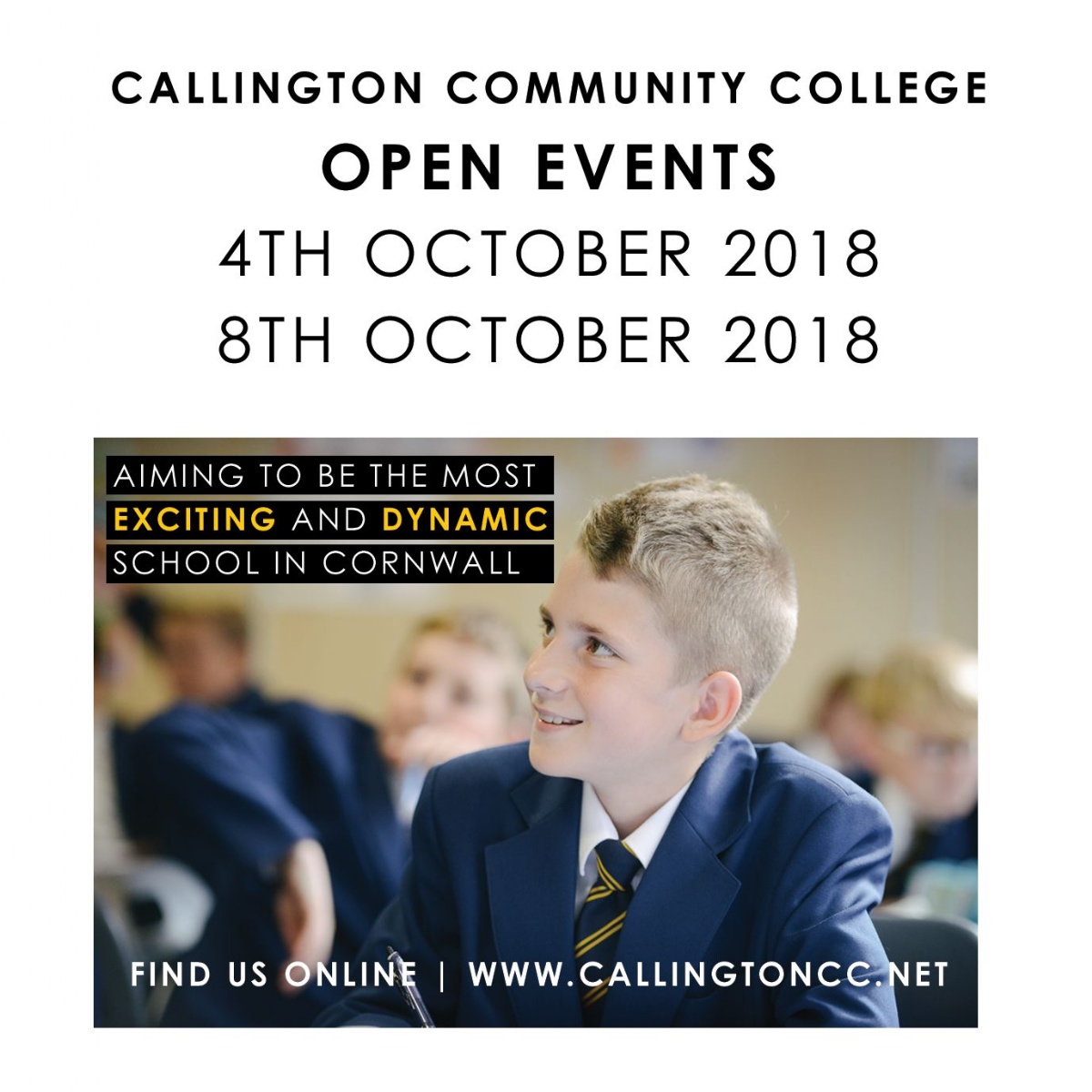 Callington Community College - Open Evening - Thursday 4 October 6.00 ...